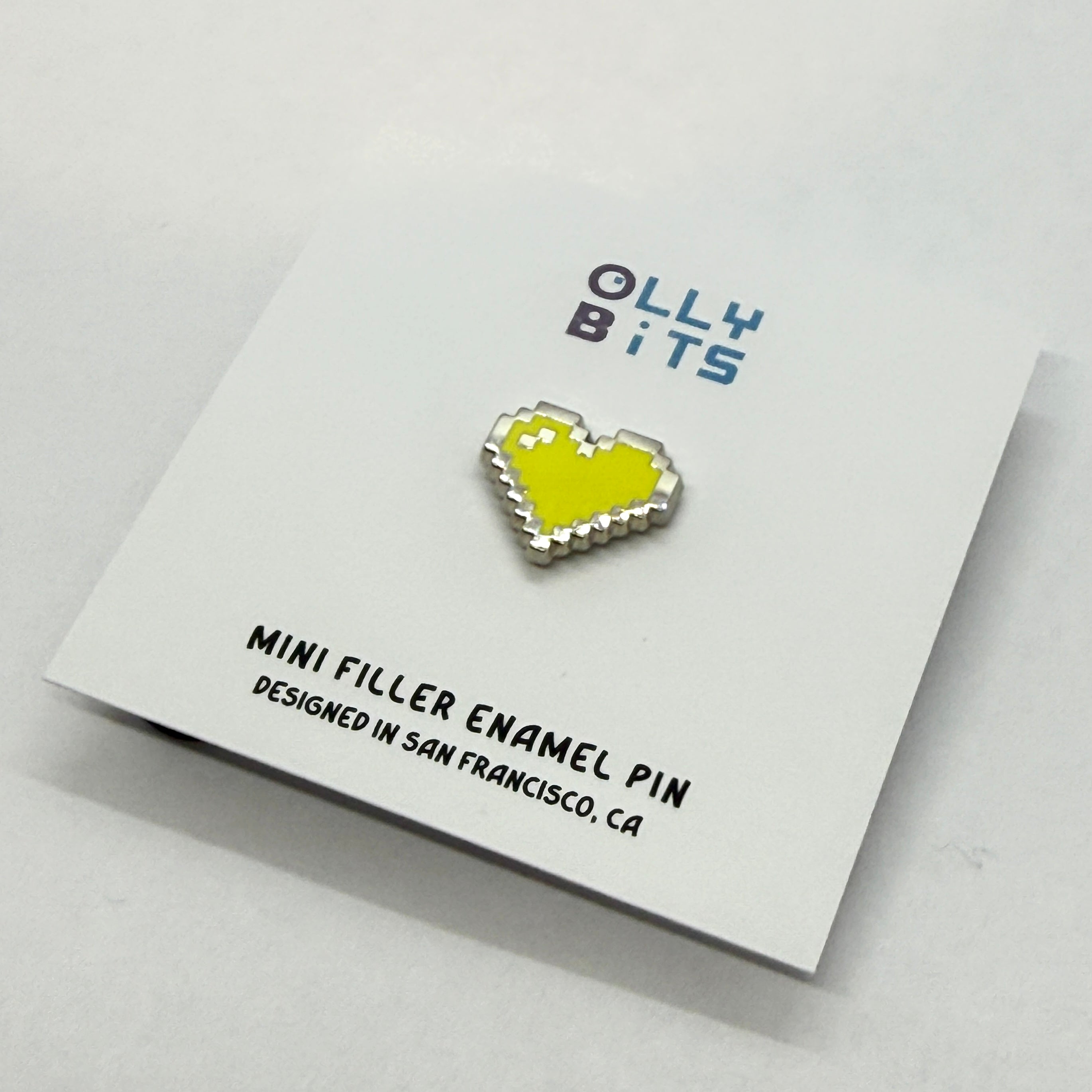 Yellow Pixel Heart Mini Filler Enamel Pin – ollybits