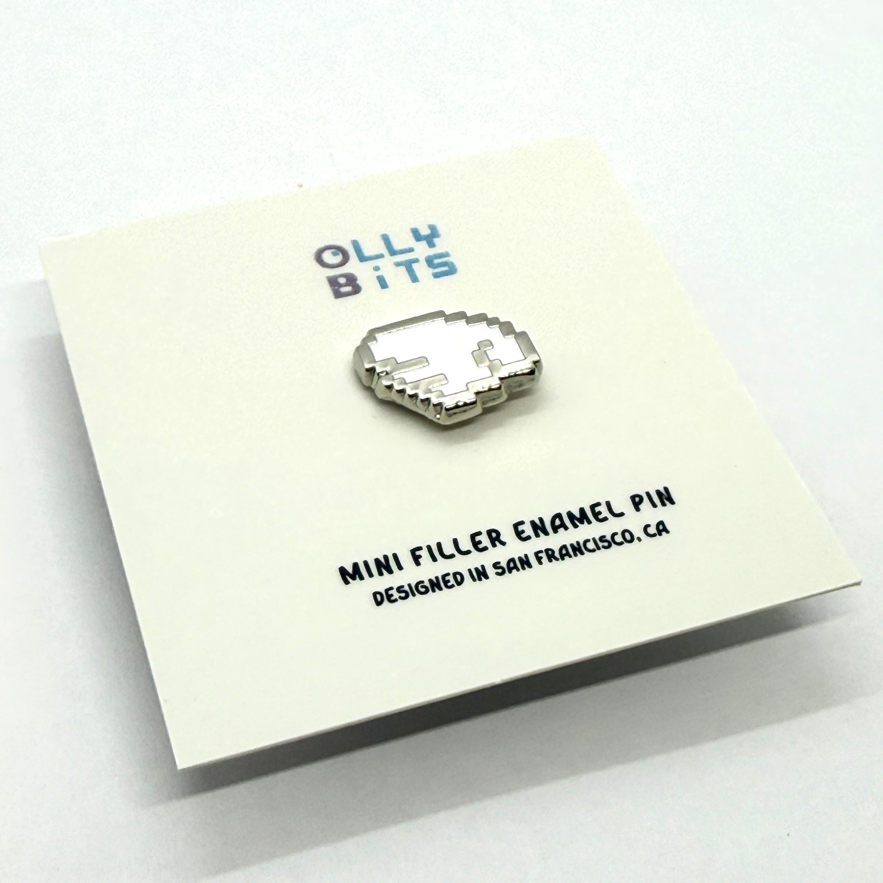White Pixel Wing (Left) Mini Filler Enamel Pin – ollybits